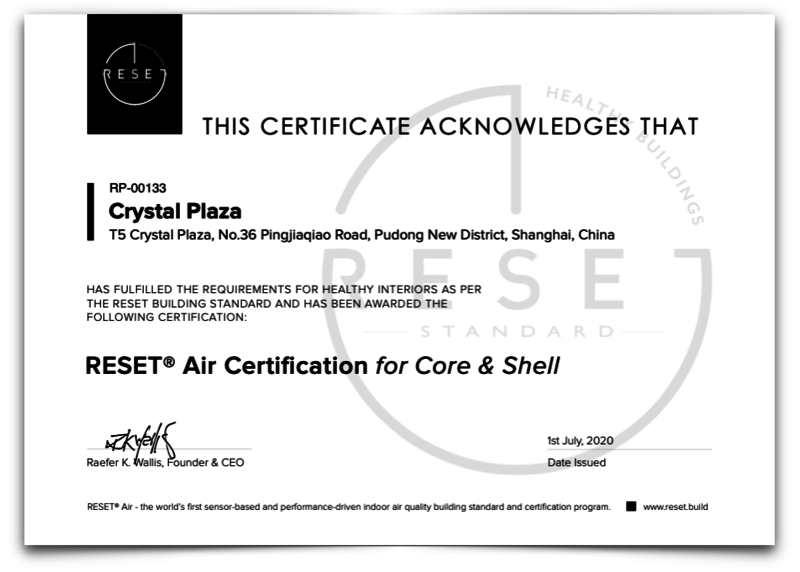 Congratulations! RESET® Air Certification for Crystal Plaza T5 by ...